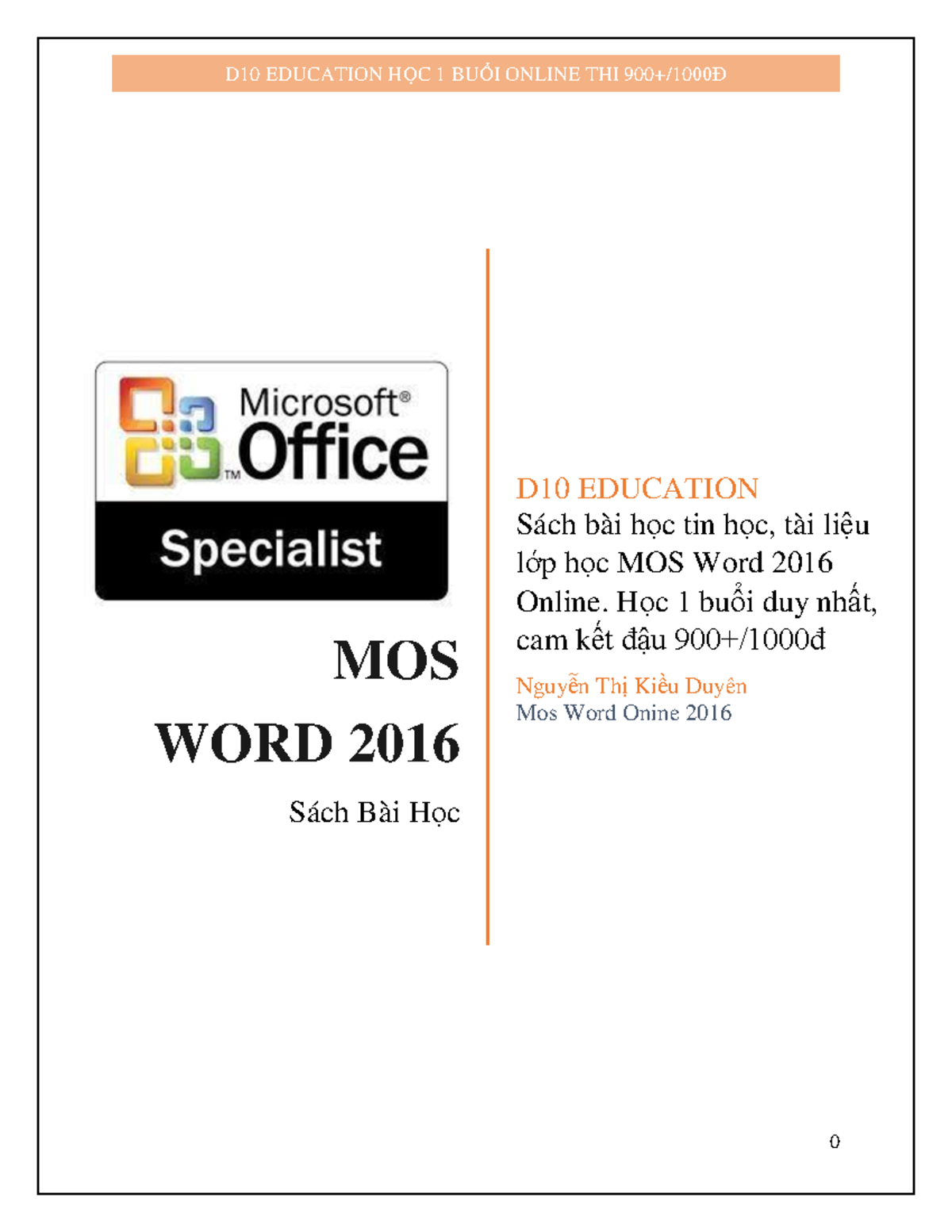 MOS WORD A Z - Summarized document - D10 EDUCATION HỌC 1 BUỔI ONLINE ...