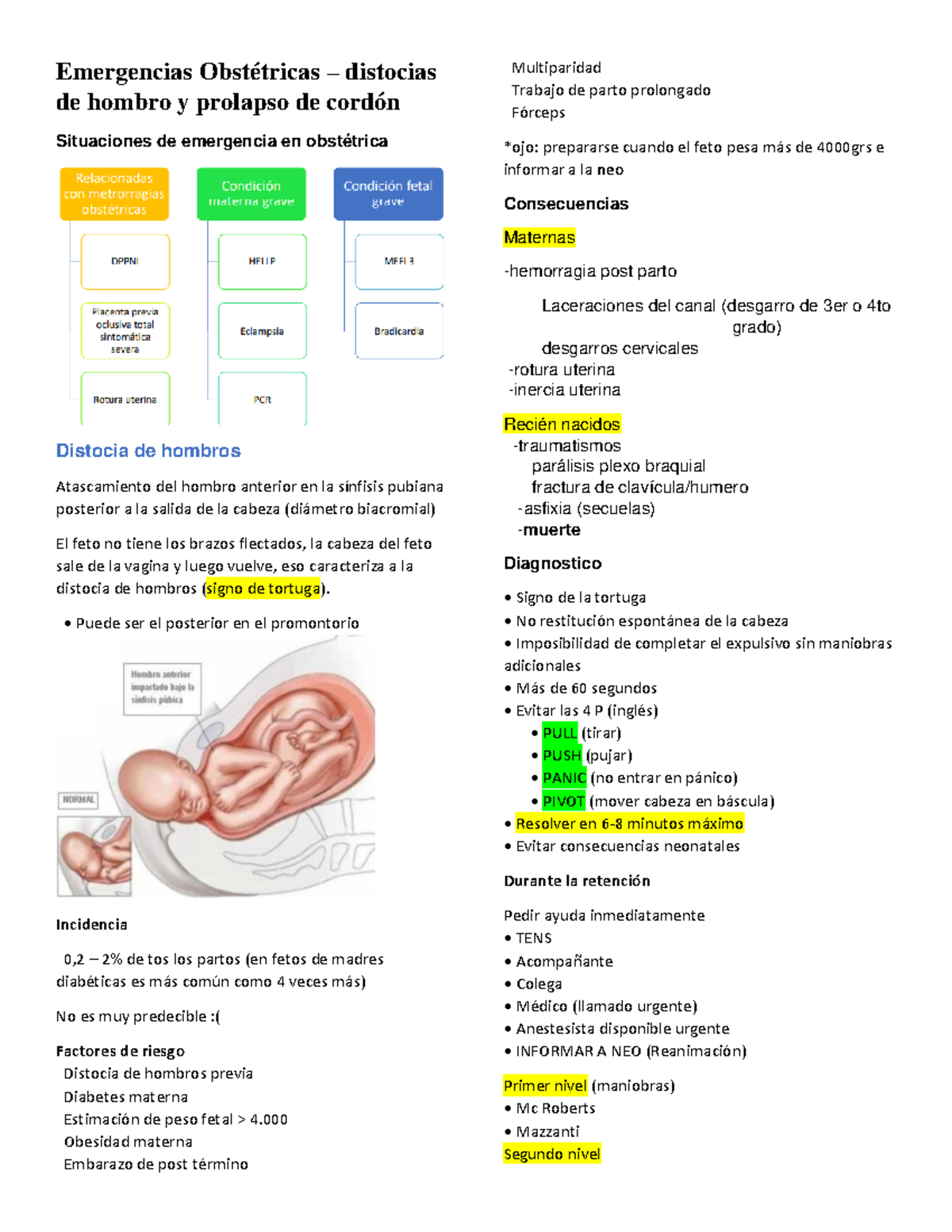 Emergencia obstetricas - distocia de homabros, prolapso cordón ...