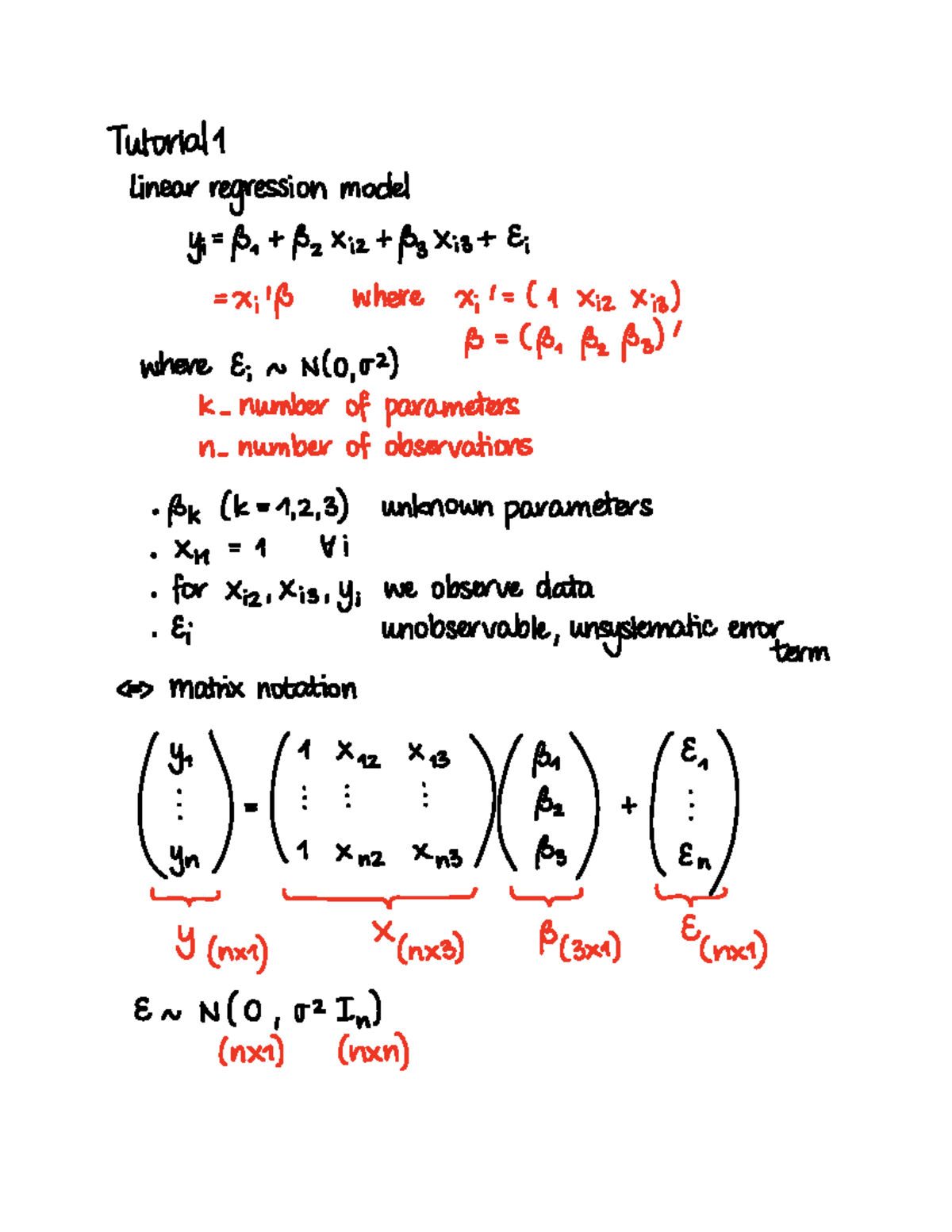 Econmethods tutorial 1 - Econometric Methods - Studocu