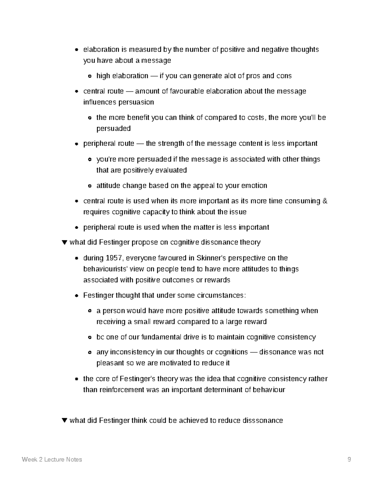 Week 2 Lecture Notes part 2 - elaboration is measured by the number of ...