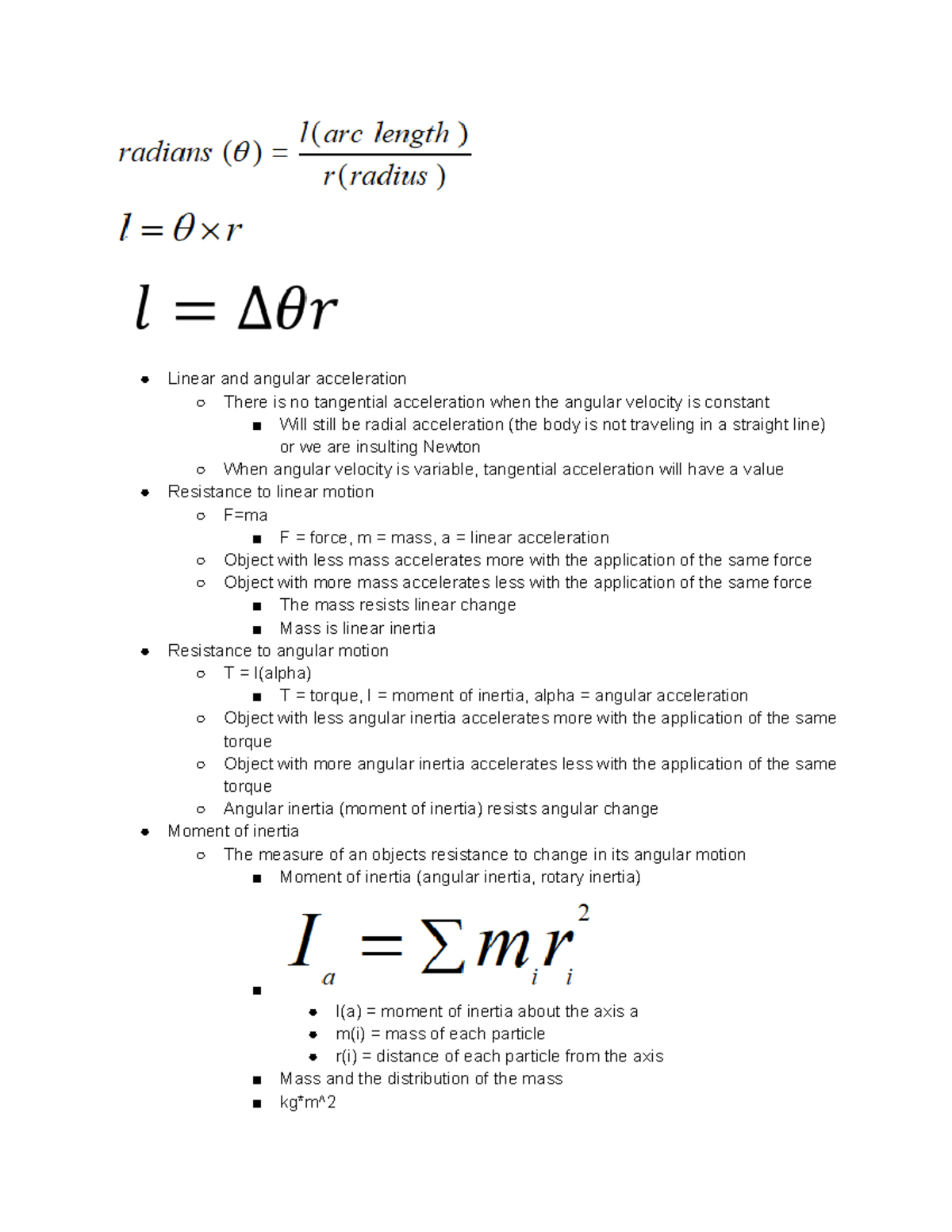 Lecture 13 - Linear and angular acceleration There is no tangential acceleration when the - Studocu