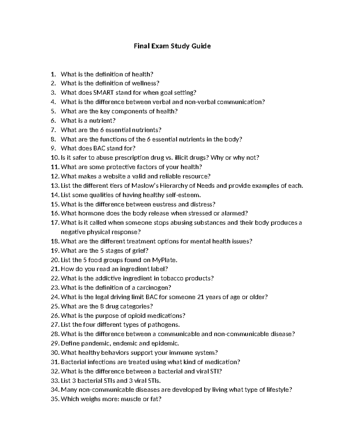 2021-2022 Final Exam Study Guide - Final Exam Study Guide 1. What is ...