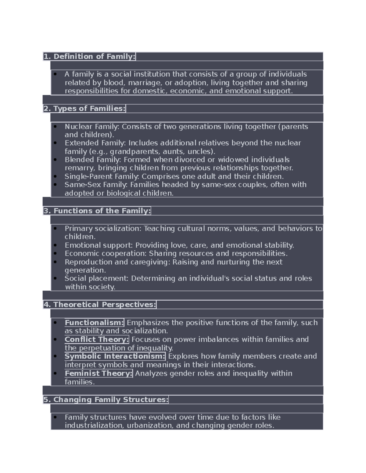 Sociology revision notes (family) - Definition of Family: A family is a ...