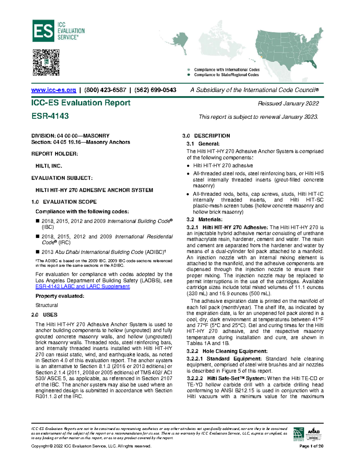 ICC ESR-4143 - si uno - ICC-ES Evaluation Reports are not to be ...