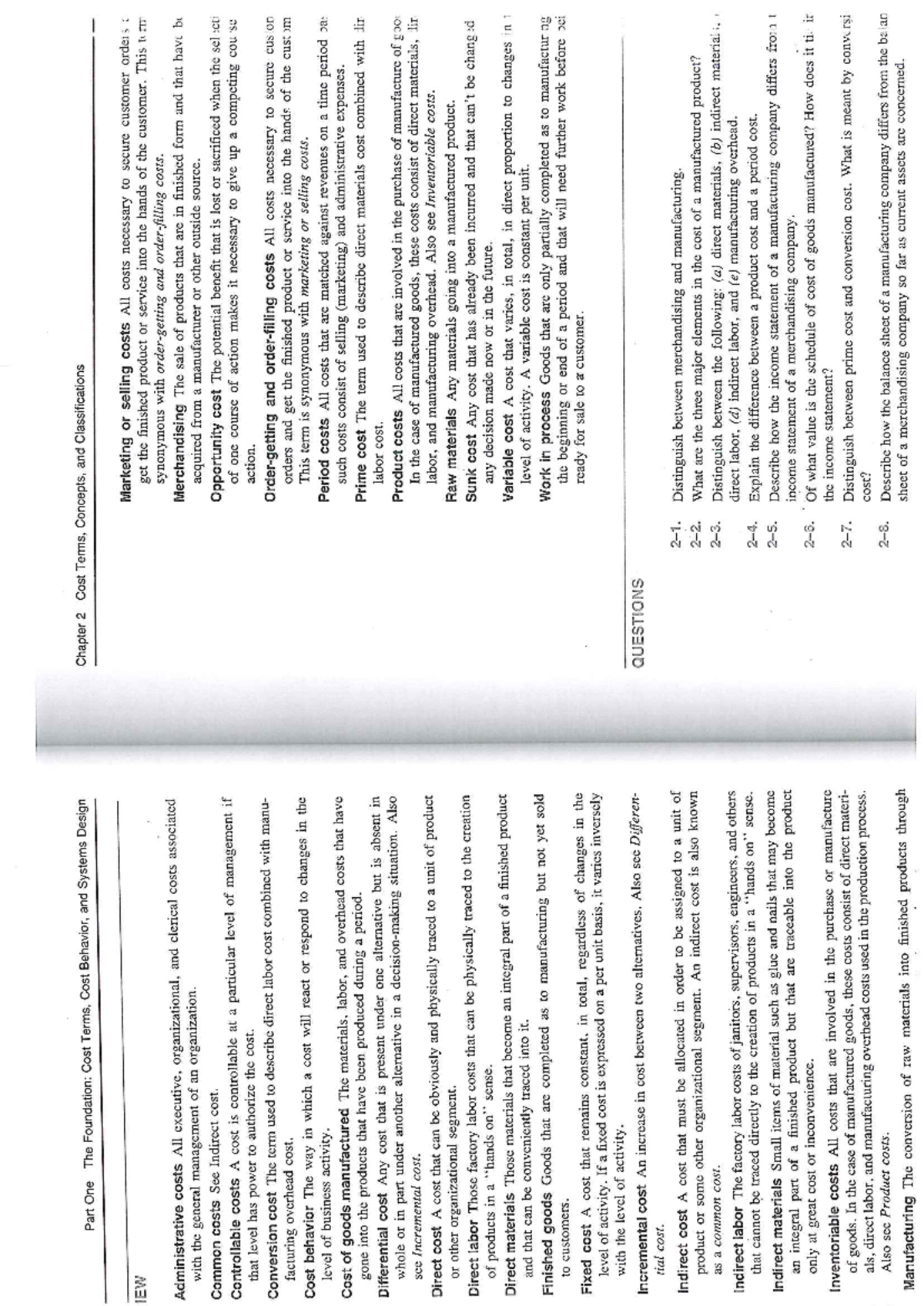 Acc 201 Practice Questions - Part One The Foundation: Cost Terms, Cost ...