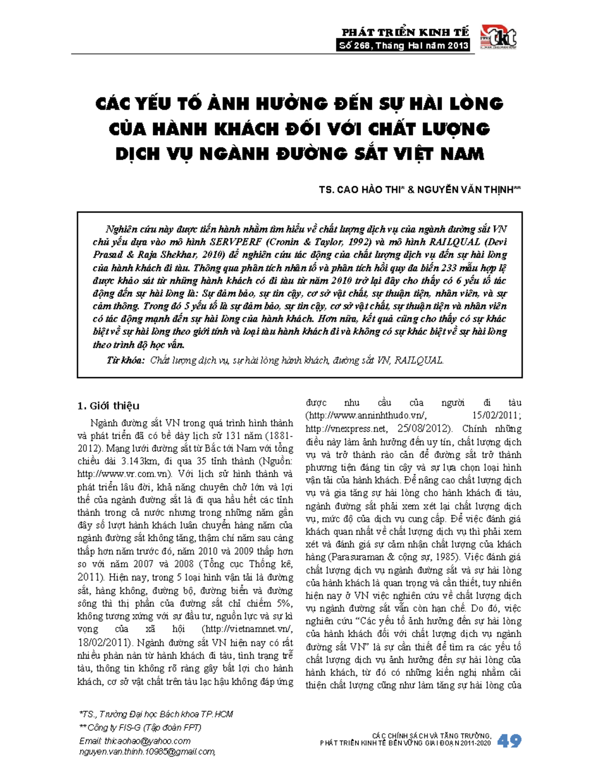 Jabesv 2013 14 - Tham khảo - So· 268, Tha ̆ng Hai naÍm 2013 C¡C CHÕNH S¡CH V¿ TĂNG TRƯỞNG, PH¡T ...