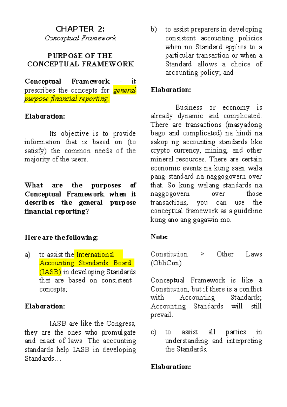 Conceptual Framework 1.1 - CHAPTER 2: Conceptual Framework PURPOSE OF THE CONCEPTUAL FRAMEWORK ...