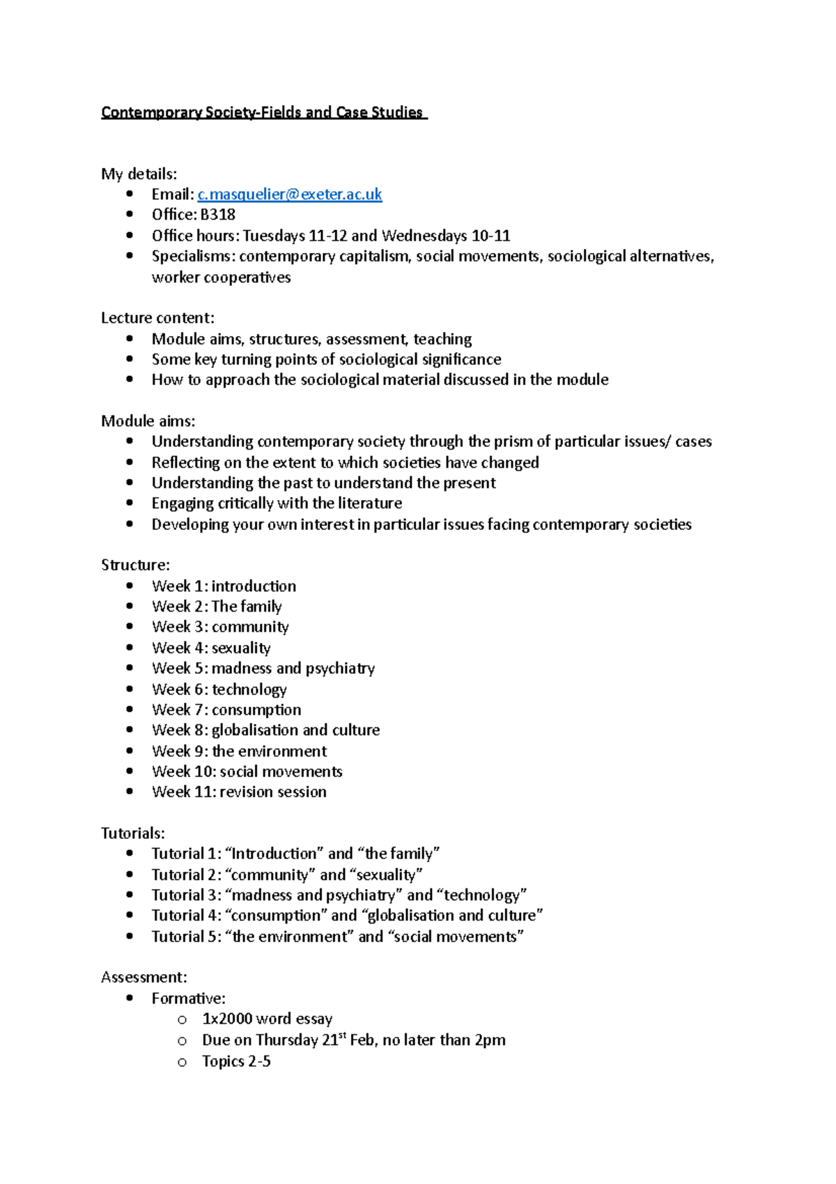 Sociology - Contemporary Society Fields and Case Studies - Contemporary ...