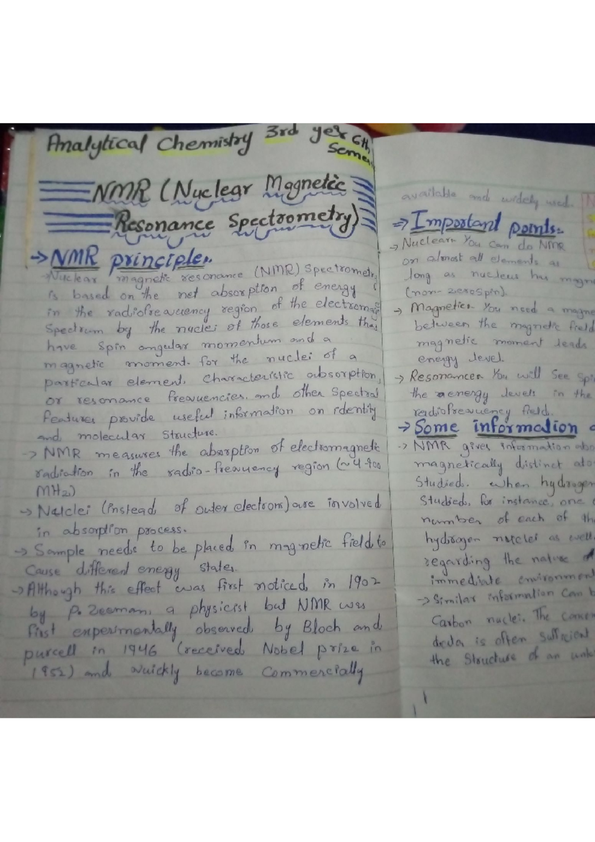 NMR notes - Bs chemistry - Studocu