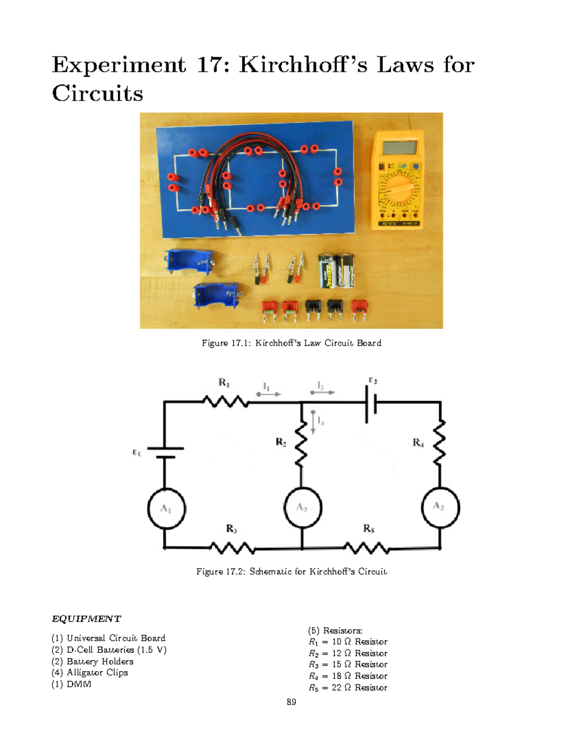 Kirchhoffs Laws - Lab background information - Experiment 17: Kirchhoff ...