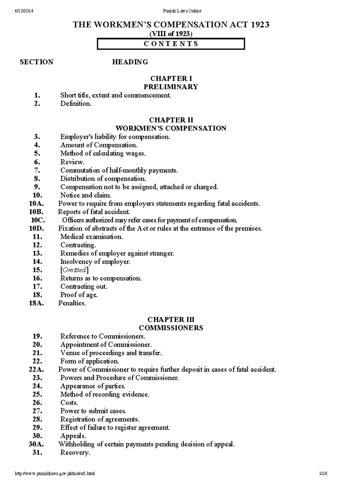 Workmen compensation act 1923 - THE WORKMEN’S COMPENSATION ACT 1923 ...