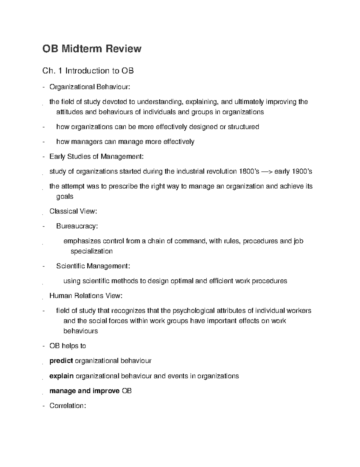 Summary - midterm review ch 1-5 - Warning: TT: more functions defined than expected OB Midterm ...
