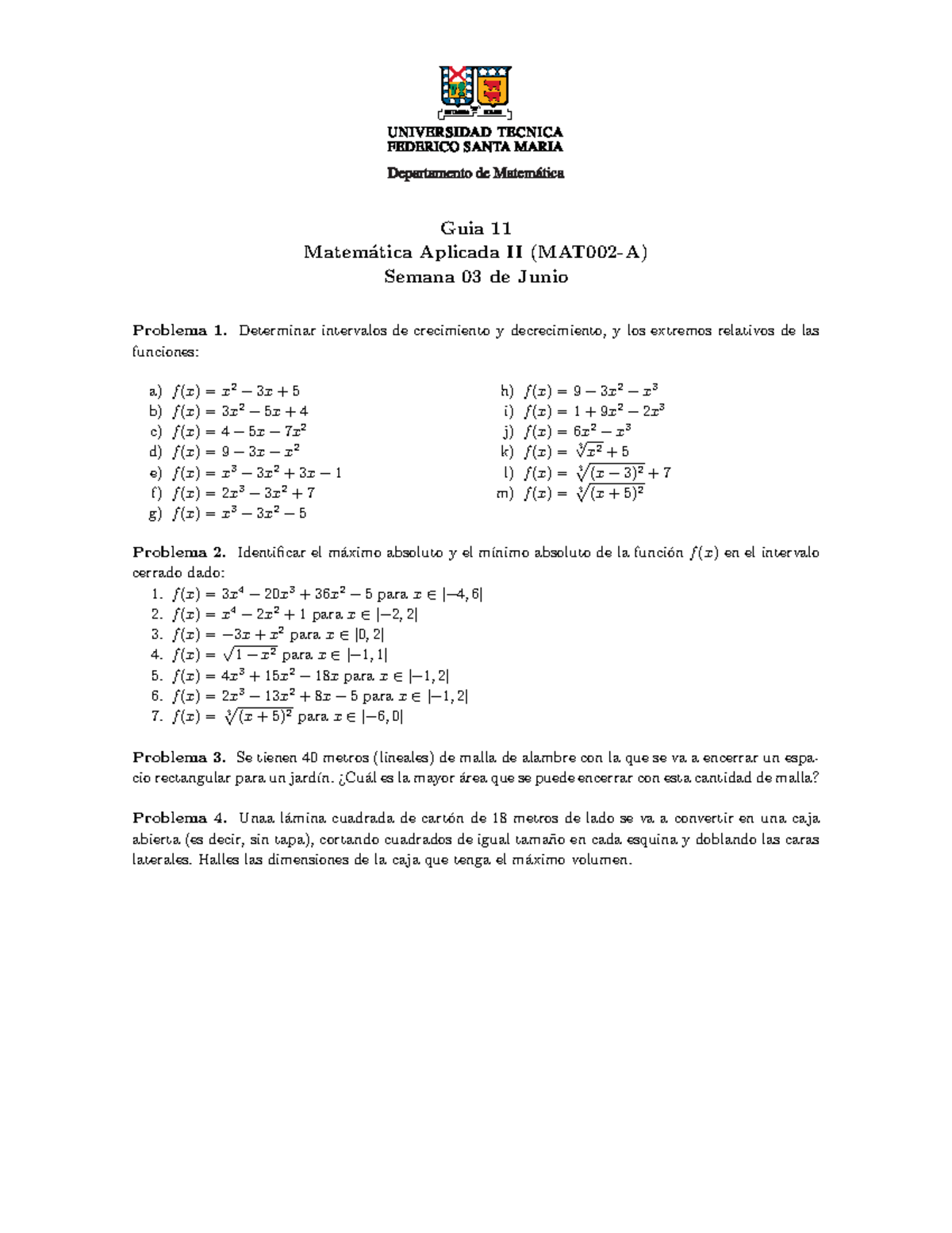 Guia11 - Guía 11 - Guia 11 Matem ́atica Aplicada II (MAT002-A) Semana ...