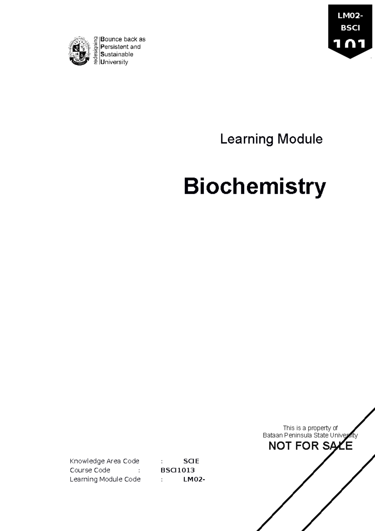 02 Biochem - Lecture - LM02- BSCI 101 Learning Module Biochemistry This ...