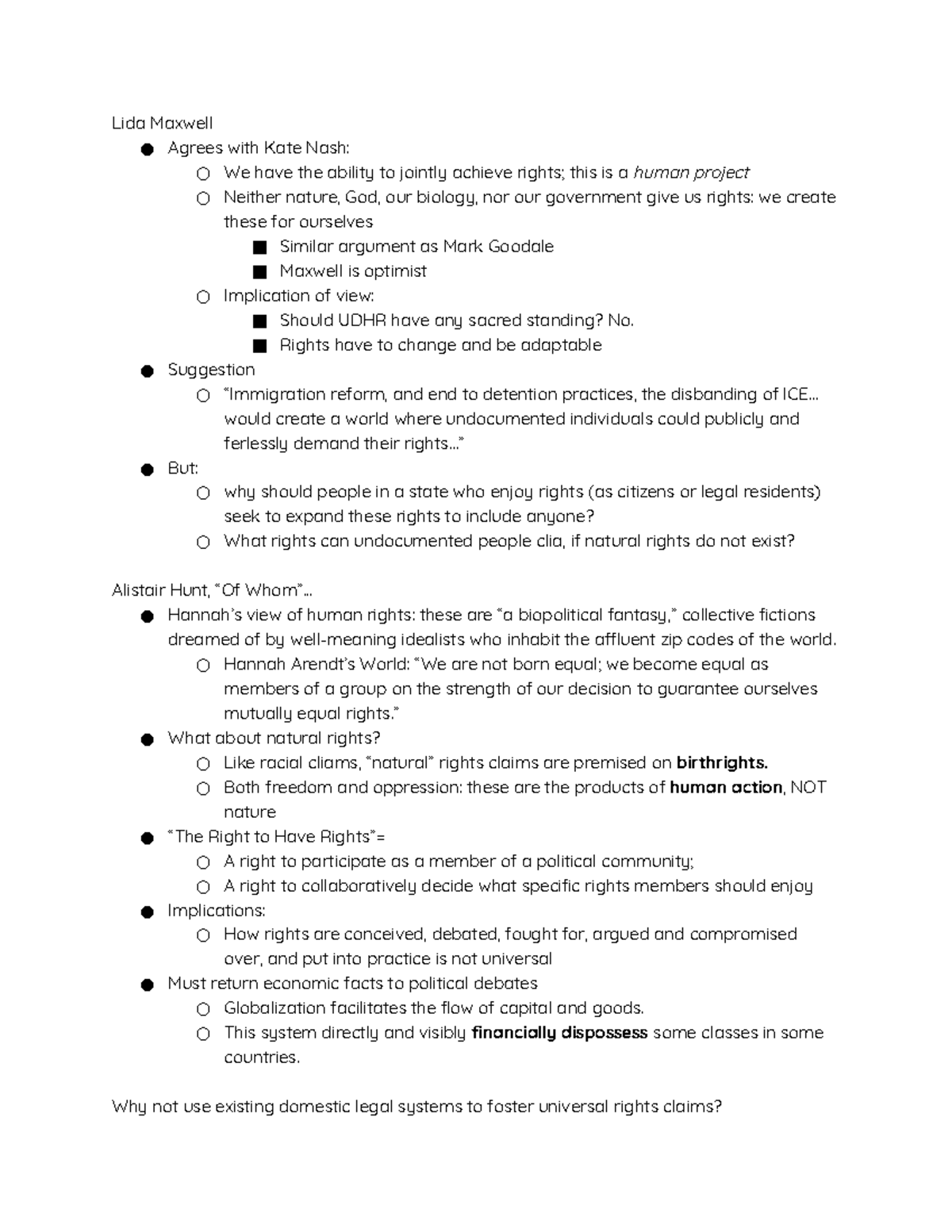 Week 13 Lecture Notes - Lida Maxwell Agrees with Kate Nash: We have the ...