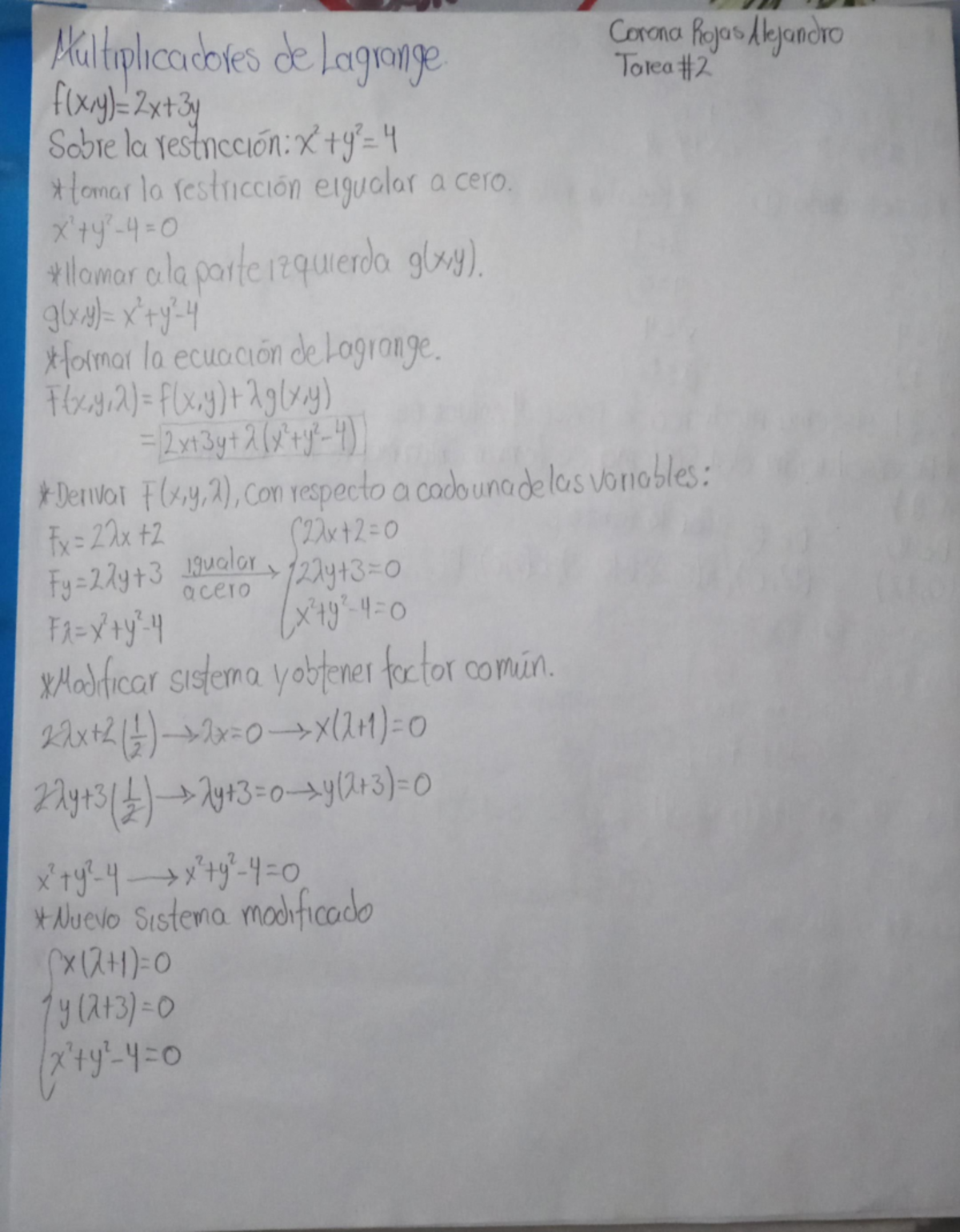 Primera Serie De Ejercicios Sencillos Multiplicadores De Lagrange