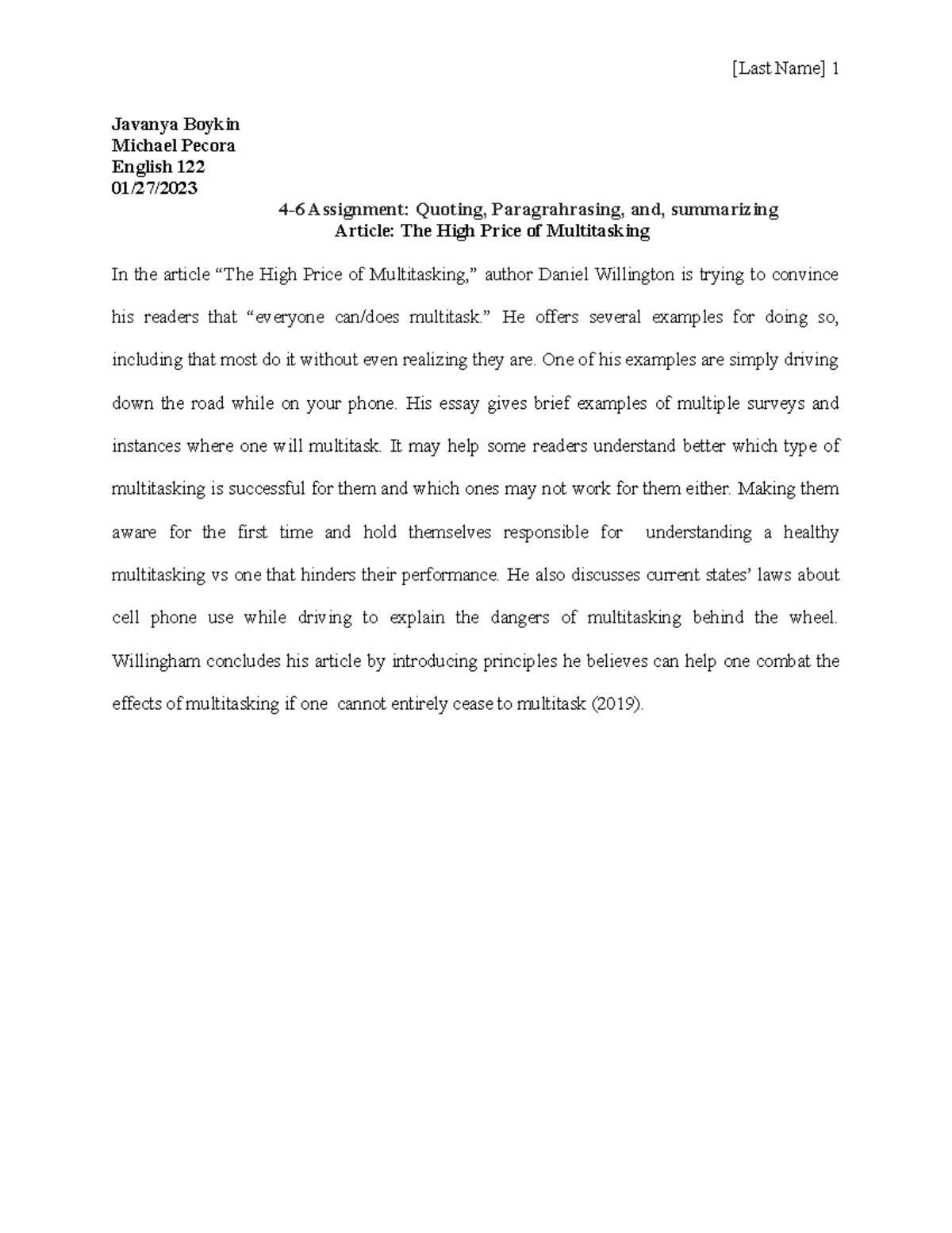 4-6 Assignment - m/a - [Last Name] 1 Javanya Boykin Michael Pecora ...