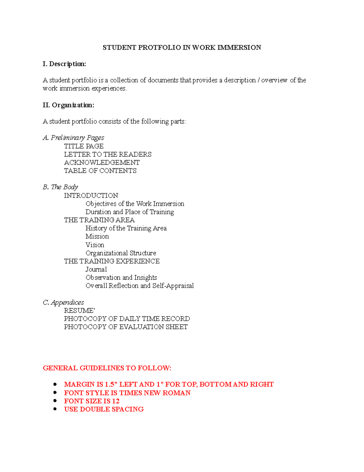 Student Protfolio IN WORK Immersion - STUDENT PROTFOLIO IN WORK ...