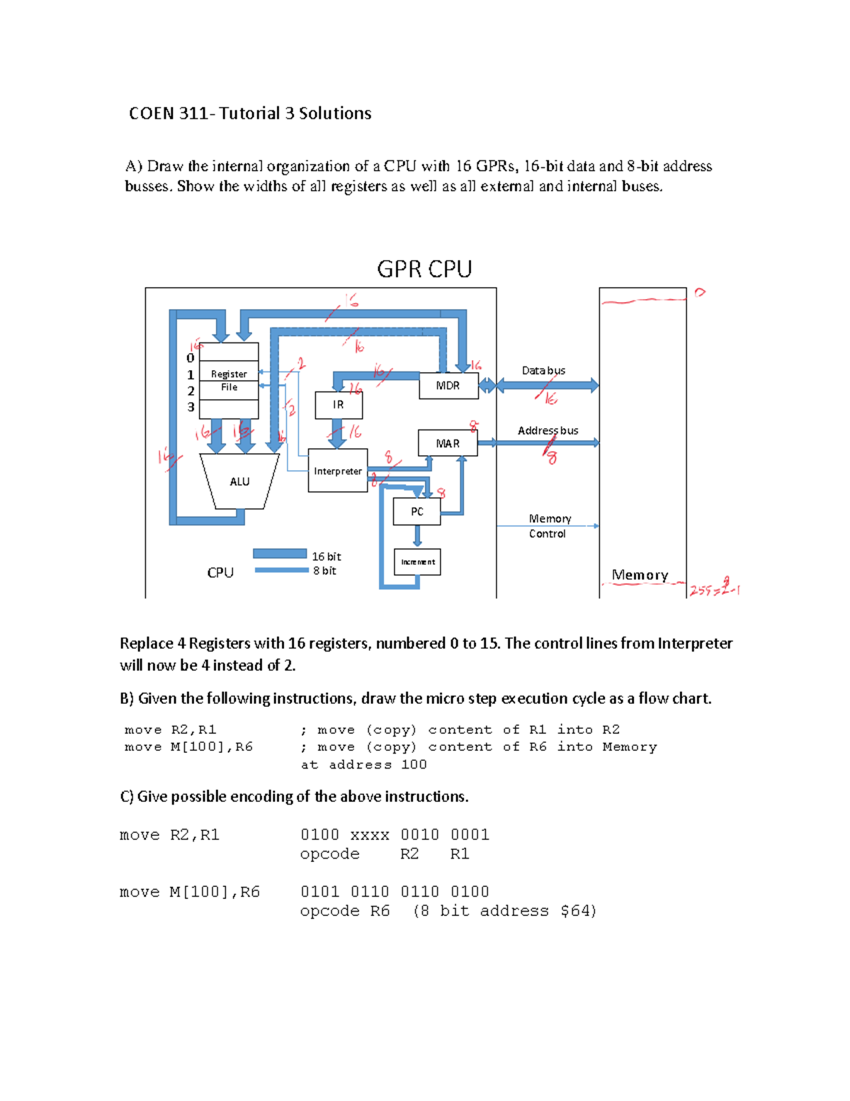 Tutorial 3 - with solutions - COEN 31 1 - Tutorial 3 Solutions A) Draw the internal organization ...
