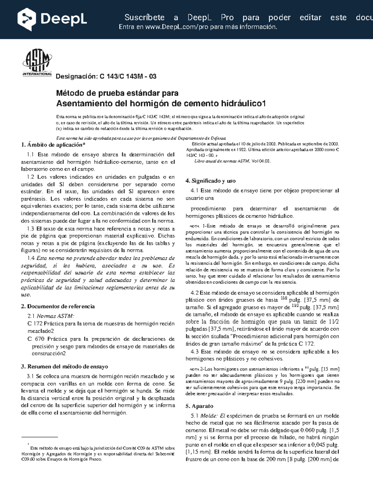 Designación: C 143/C 143M - 03 - Designación: C 143/C 143M - 03 Método ...