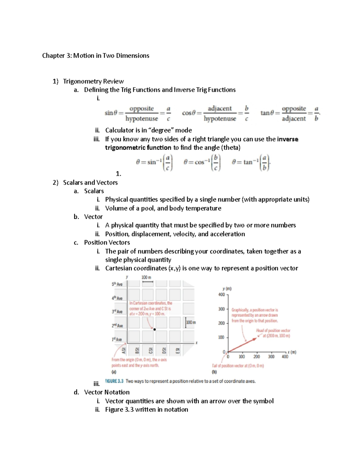 Chapter 3 - Chapter 3: Motion in Two Dimensions Trigonometry Review a ...