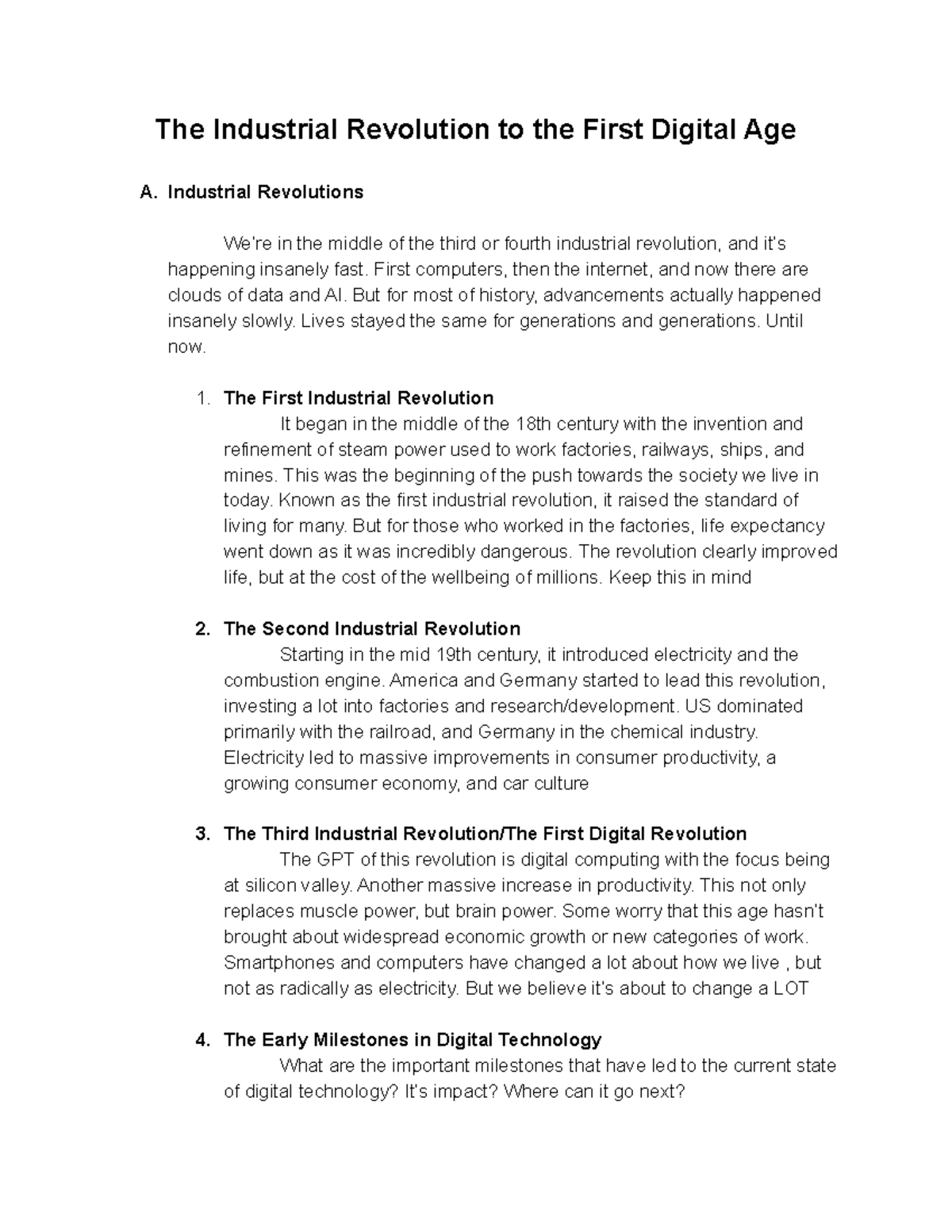 C1 The Industrial Revolution to the First Digital Age - Industrial ...