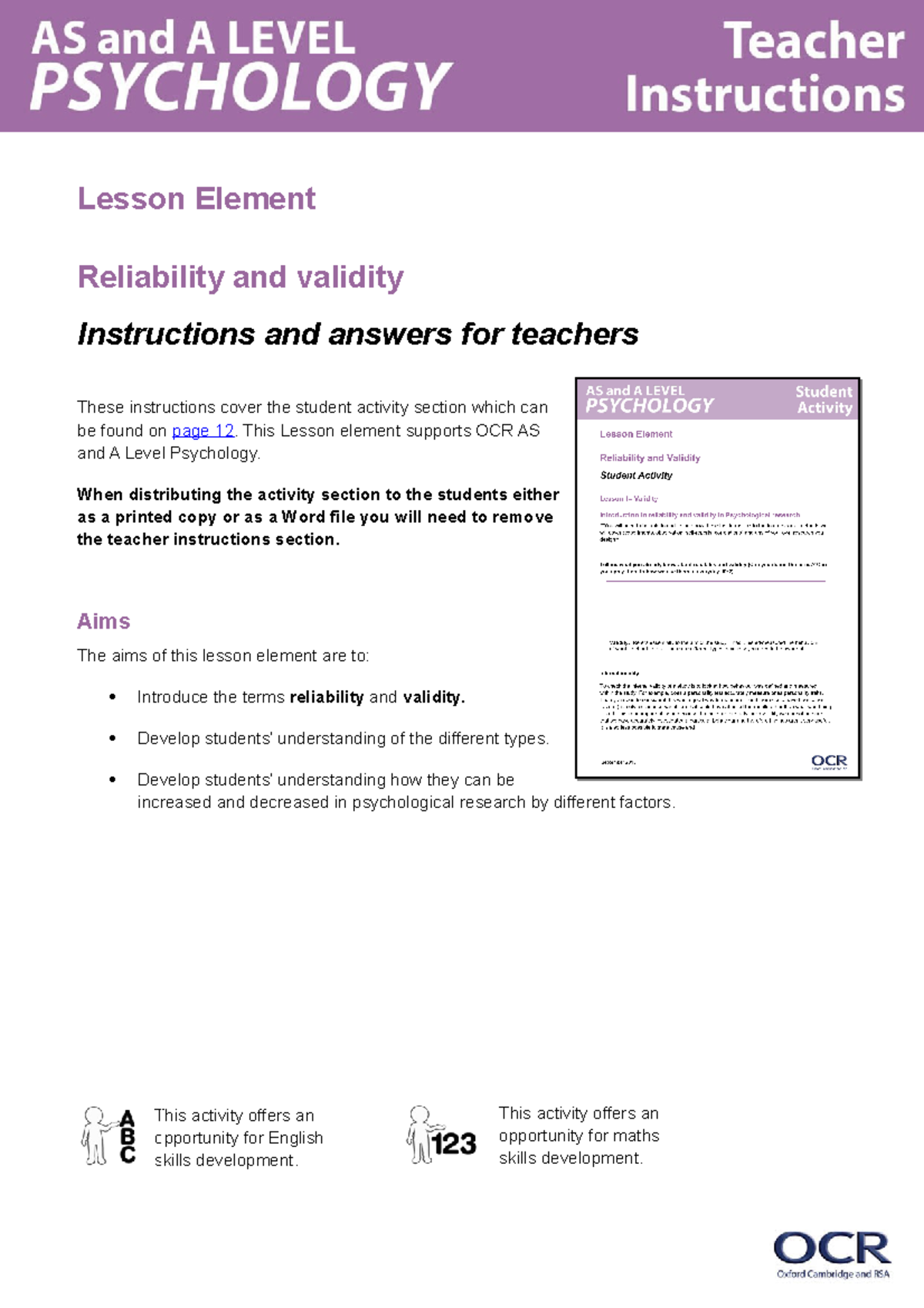 261274 reliability and validity lesson element - Lesson Element ...