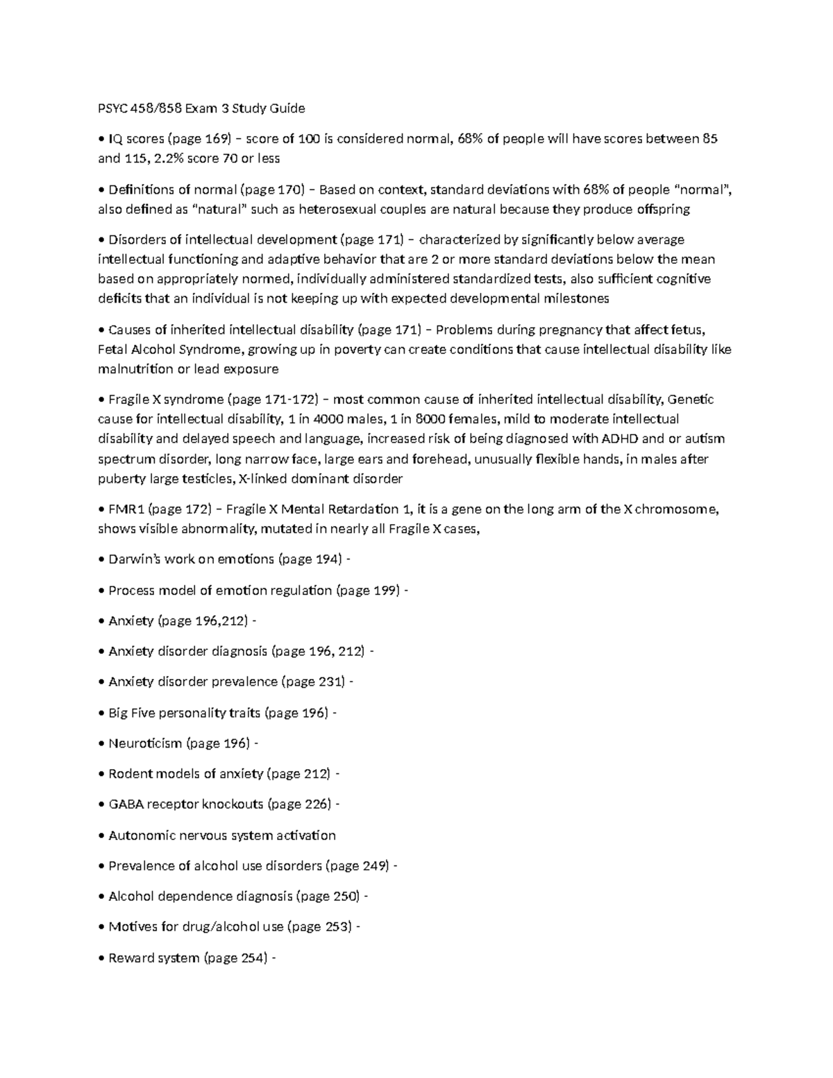 Psyc 458 Study Guide - PSYC 458/858 Exam 3 Study Guide IQ scores (page ...