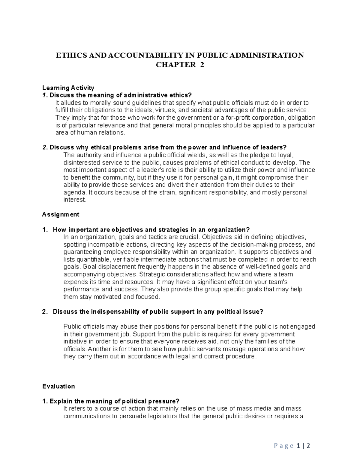 Ethics and Accountability 2 - ETHICS AND ACCOUNTABILITY IN PUBLIC ...