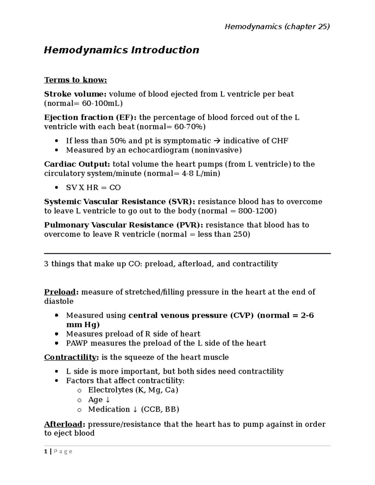Hemodynamics Introduction - Hemodynamics (chapter 25) Hemodynamics ...