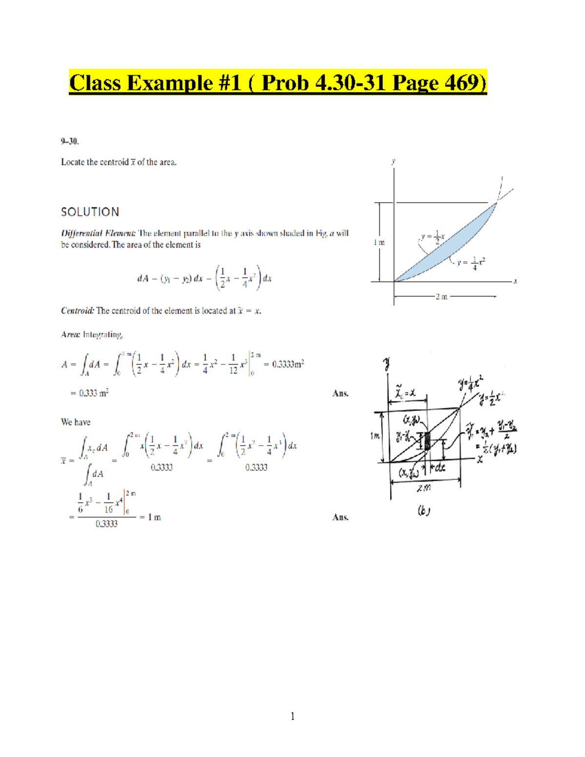 11-Centroids of Areas by Integration Class Problems - Class Example #1 ...