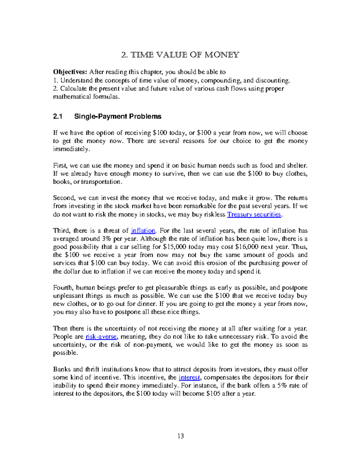 Assignment 1 - tutorial - 2. TIME VALUE OF MONEY Objectives: After ...