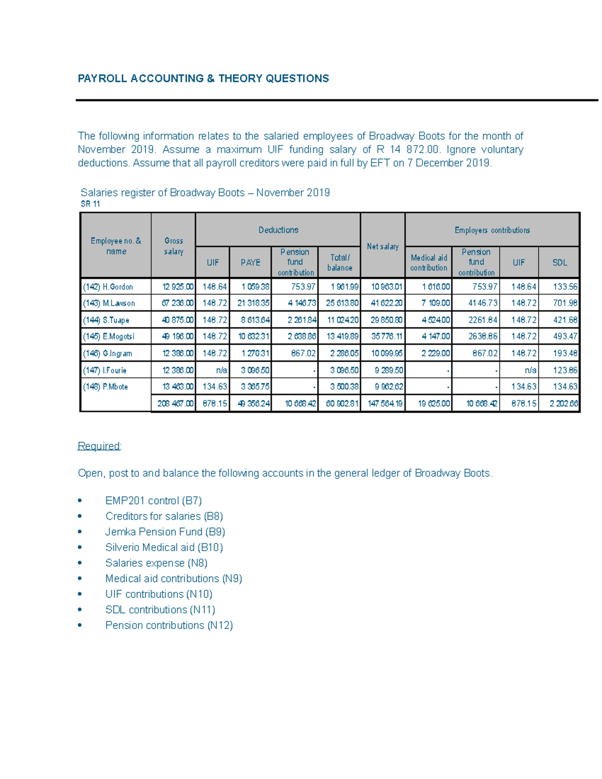 Week 4 practice activities - PAYROLL ACCOUNTING & THEORY QUESTIONS The ...