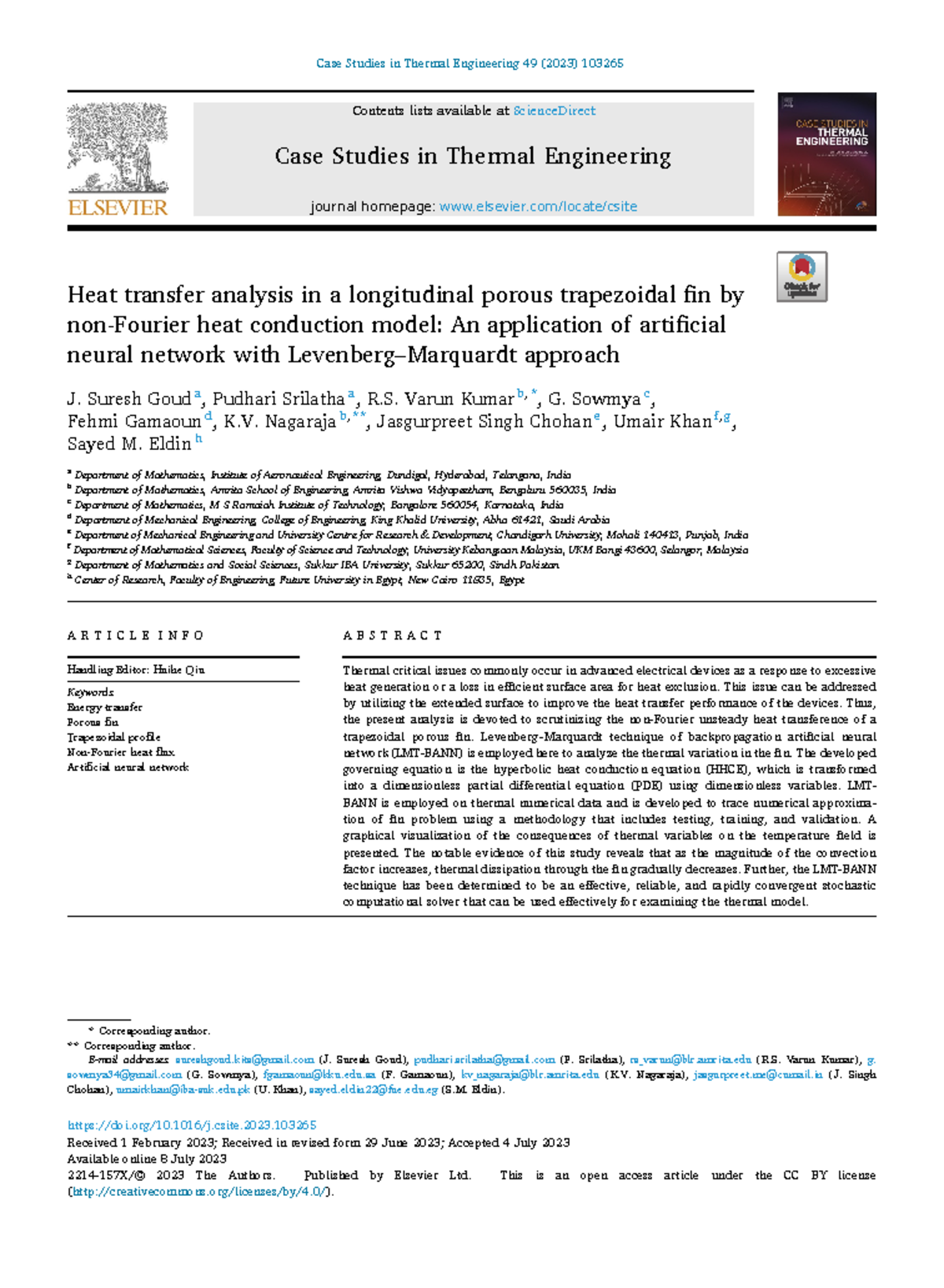 1-s2 - machine learning - Case Studies in Thermal Engineering 49 (2023 ...