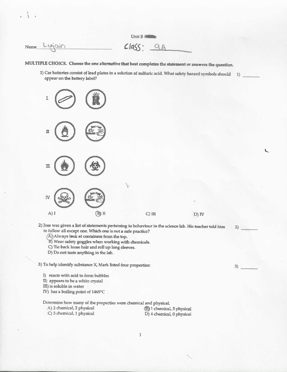 Science Unit B Exam - Studocu