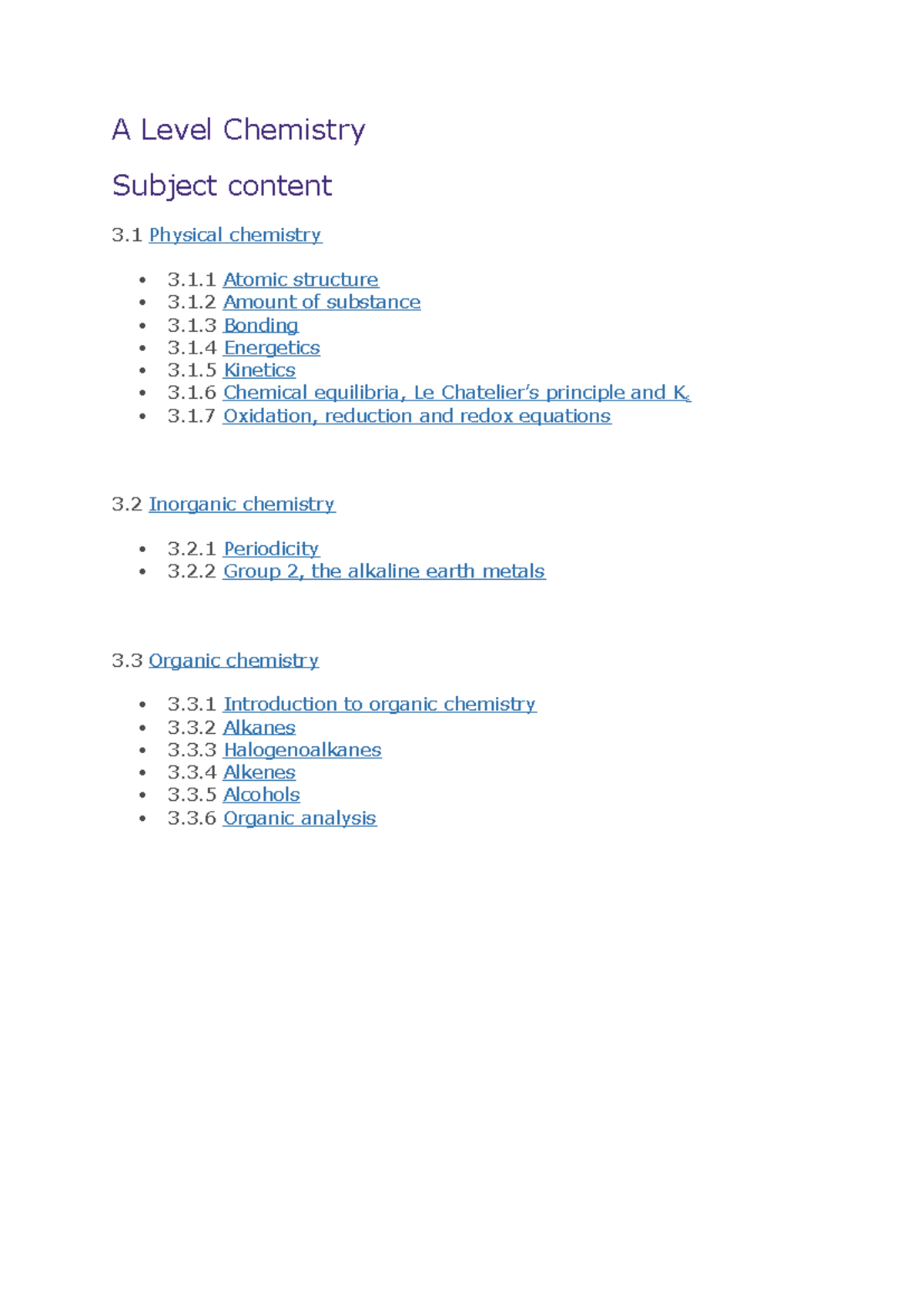 A Level Chemistry - Year 12 Revision List - A Level Chemistry Subject ...
