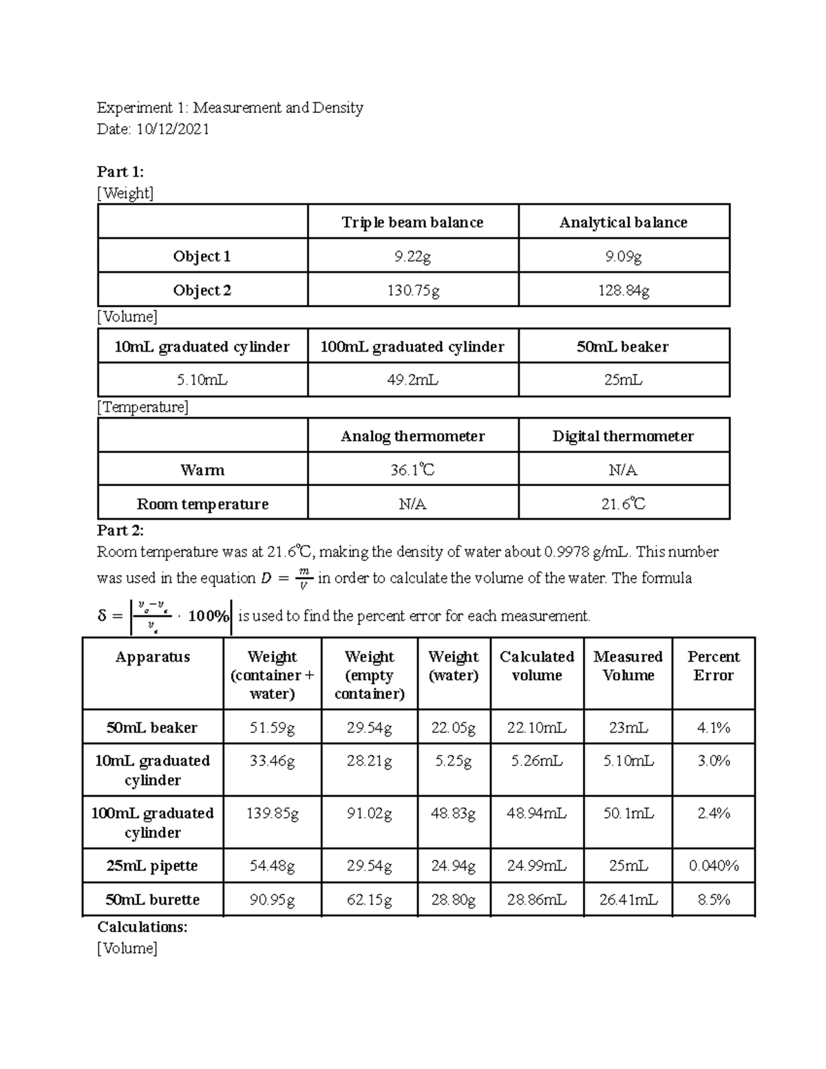 Measurement & Density - CHEM 1075 - Studocu