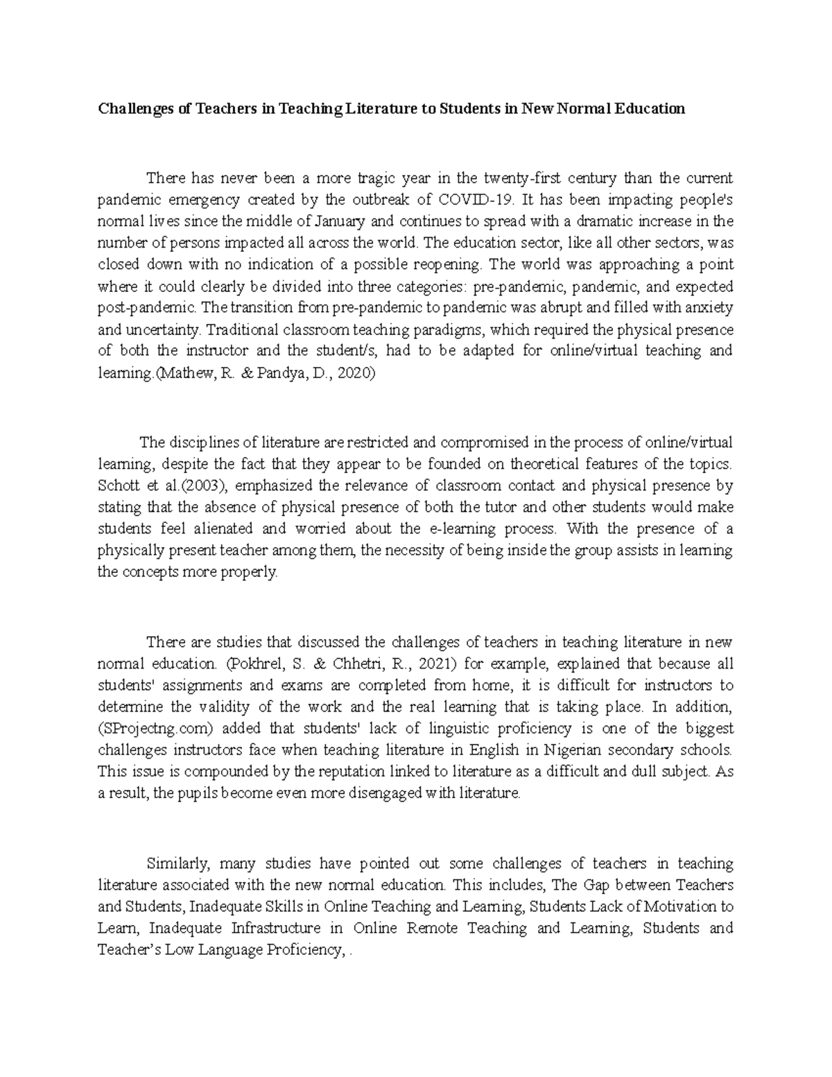 Chapter 2( Challenges) - Challenges of Teachers in Teaching Literature ...