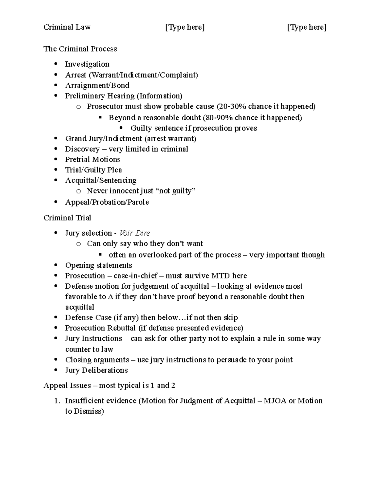 Ciminal Law Outline - dghnjsyt - The Criminal Process Investigation ...