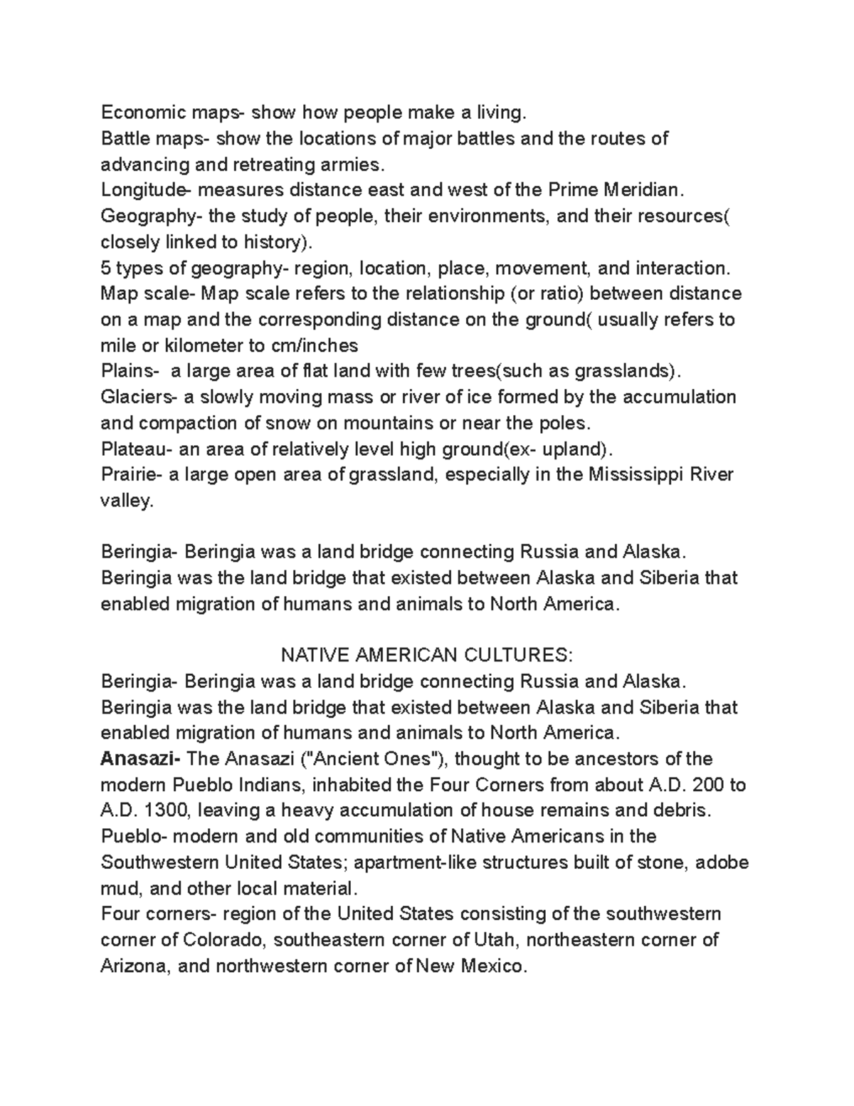 UNIT 1 Study Guide.docx 2 - Google Docs - Economic maps- show how ...