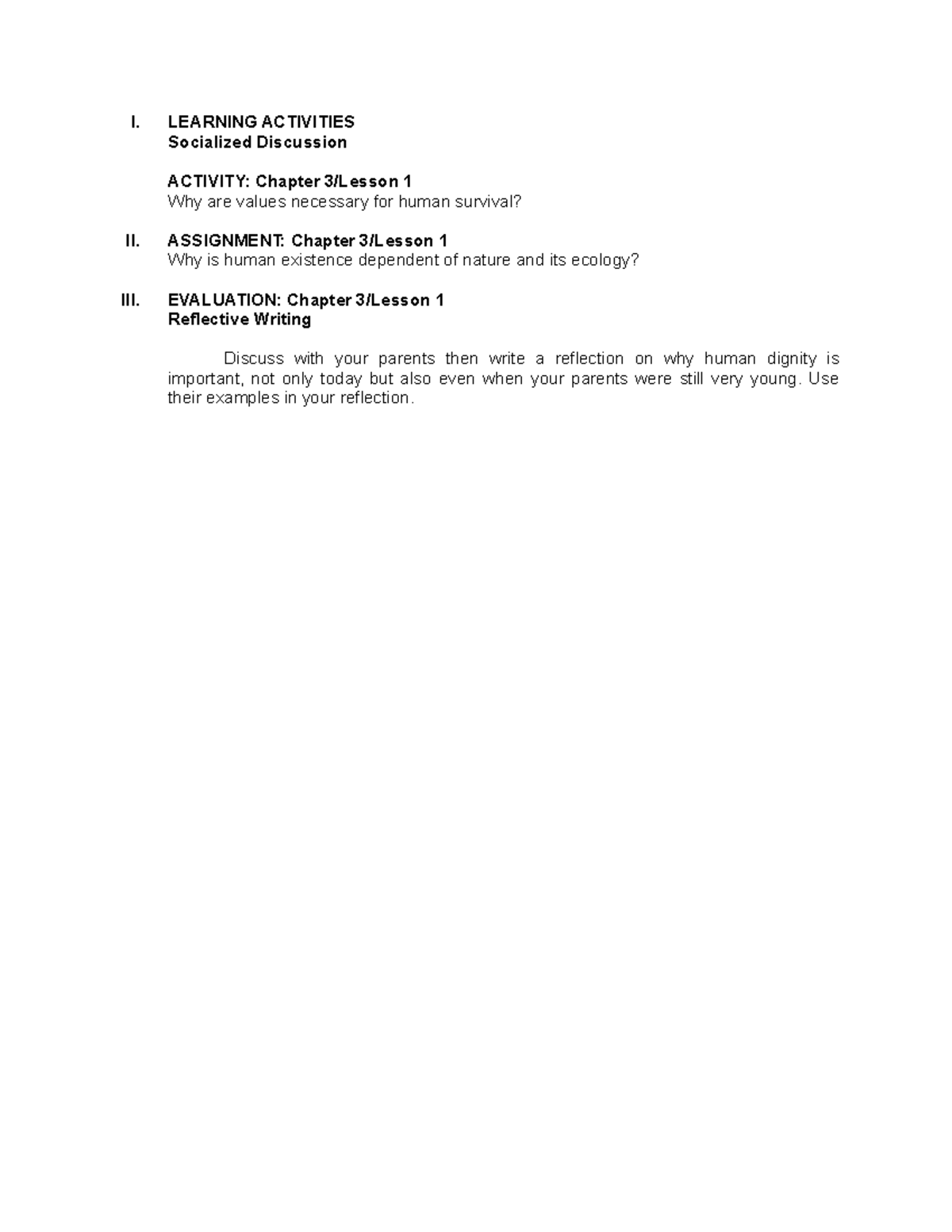 Ethics. module 3 - I. LEARNING ACTIVITIES Socialized Discussion ...