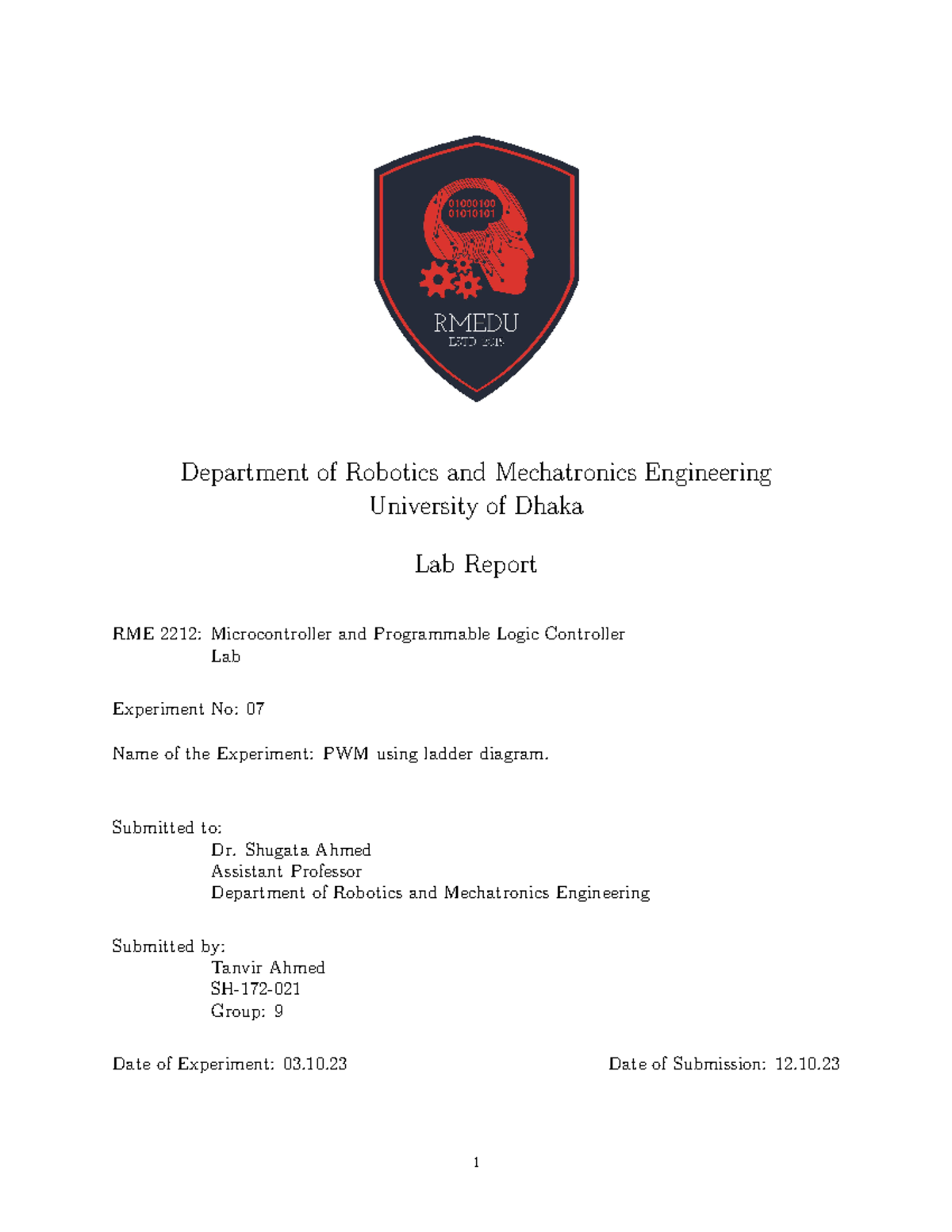 Exp7 - N/A - Department of Robotics and Mechatronics Engineering ...