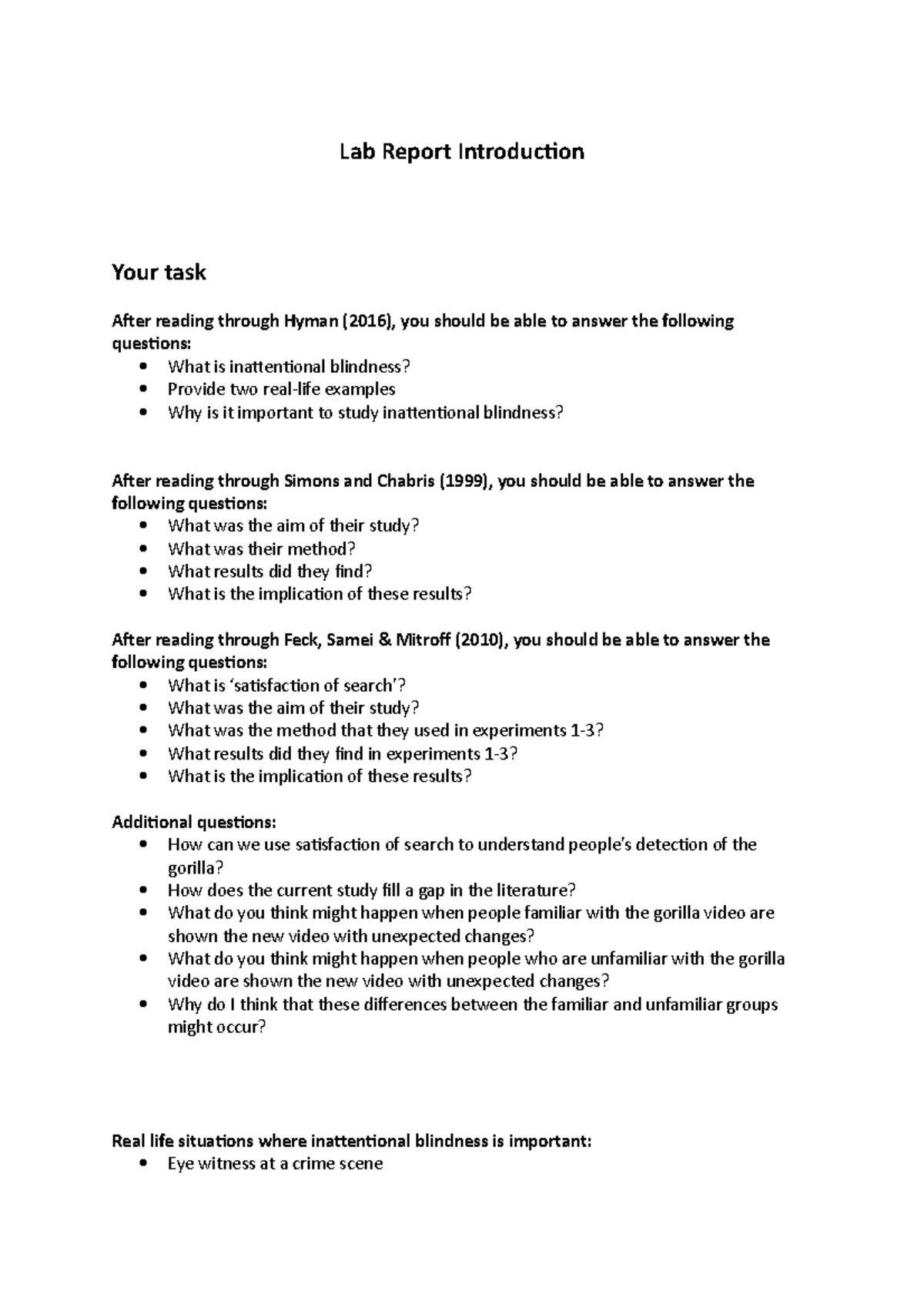 1. Lab Report Introduction - Lab Report Introduction Your task After ...