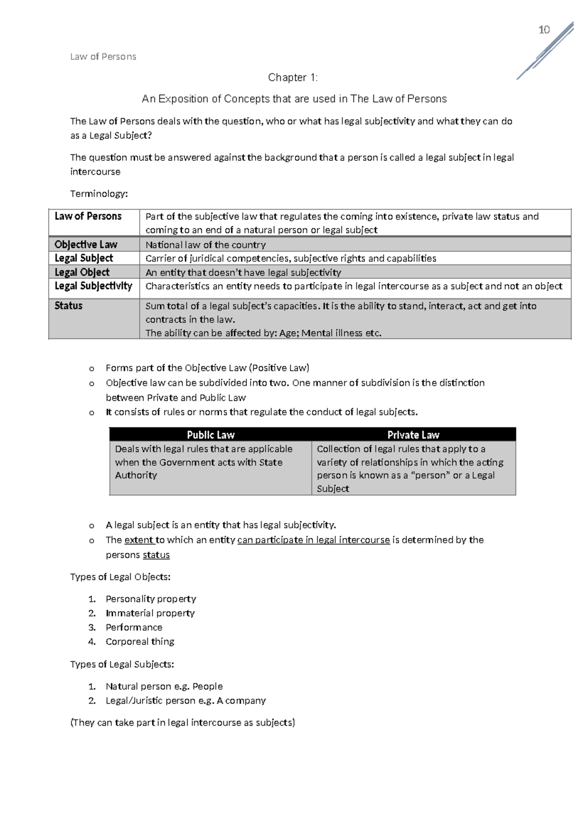 Law of Persons Chapter 1 & 2 - Law of Persons Chapter 1: An Exposition ...