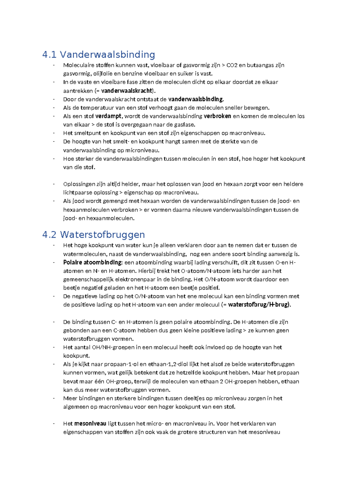 Chemie overal hoofdstuk 4 - 4 Vanderwaalsbinding Moleculaire stoffen ...