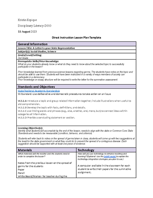 D010 task 2 living - task 2 - Direct Instruction Lesson Plan Template ...