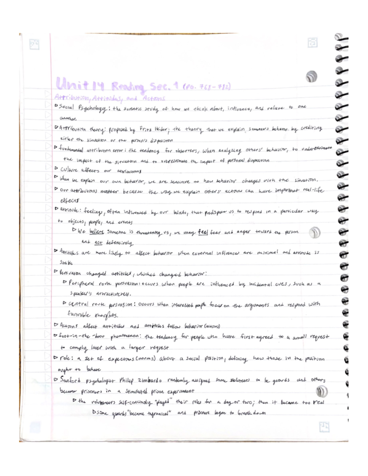 Unit 14 Reading Section 1 - a Unitly Reading Sec. 1 Attribution,Attinudes, and Actions Social ...