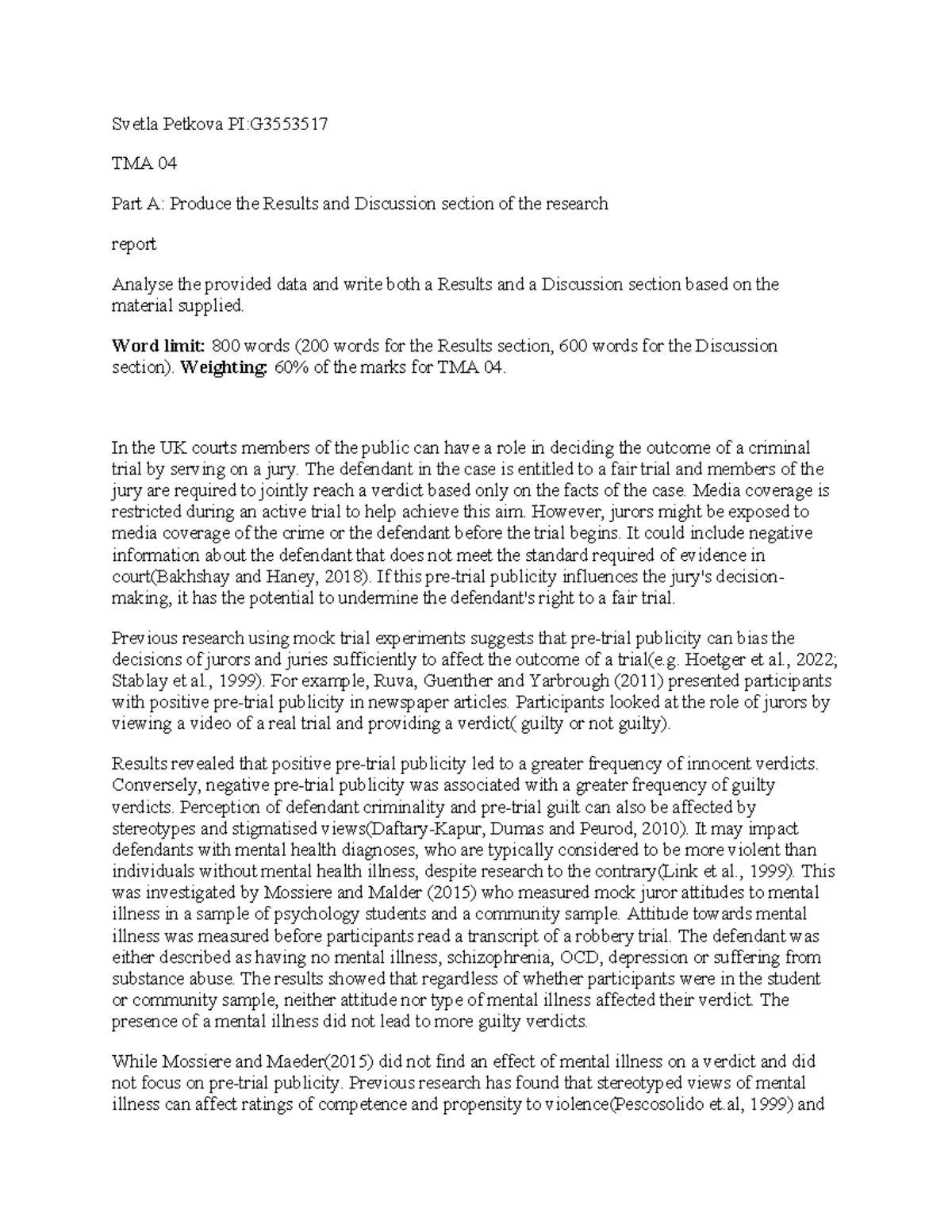 TMA 04 D120 copy - Essay - Svetla Petkova PI:G TMA 04 Part A: Produce ...