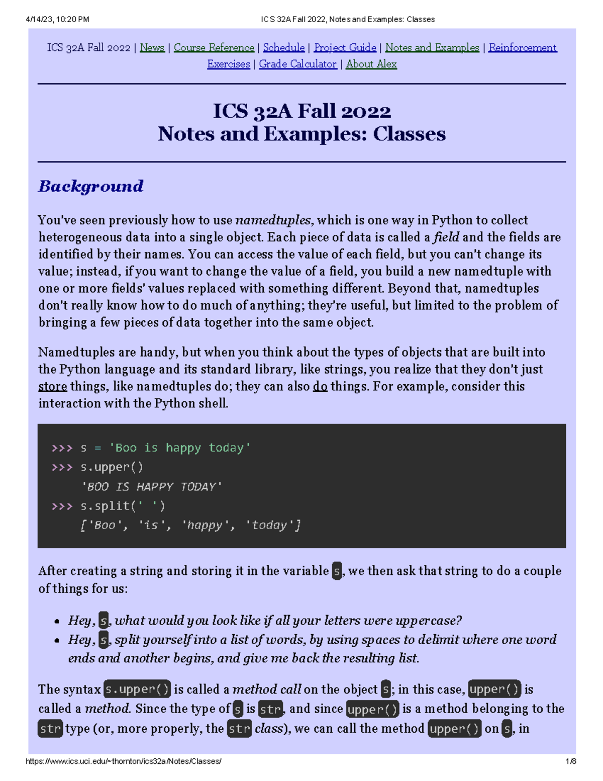ICS 32A Fall 2022, Notes and Examples Classes - ICS 32A Fall 2022 ...