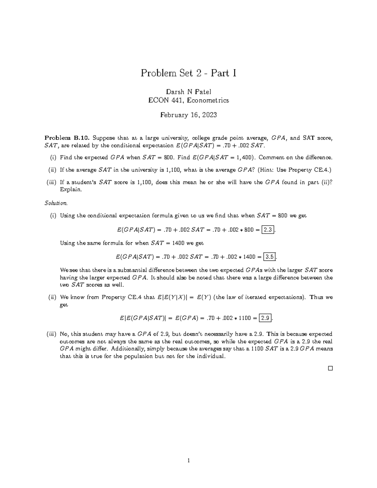 Econ 441 PS 2 Part 1 Darsh N Patel - Problem Set 2 - Part I Darsh N ...